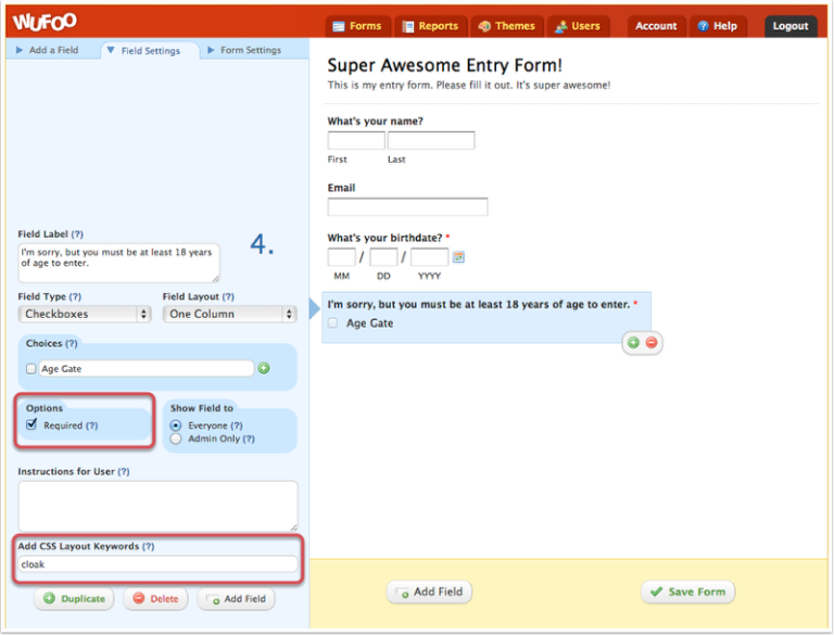 How to Use Field Rules to Create an Age Gate for Entries | Wufoo
