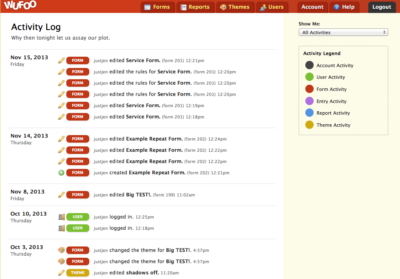 Back To Basics: The Amazing Activity Log | Wufoo