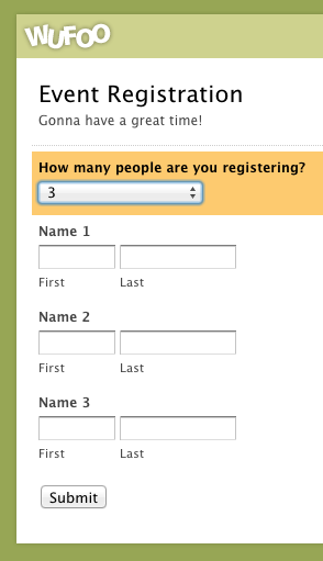 Using Rules to Show Fields Dynamically on a Registration Form | Wufoo